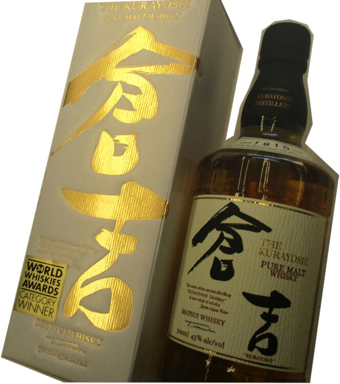 産地 鳥取県倉吉市河原町 容量・度数等 名称：ウイスキー 容量：700ml 度数：43度 原材料：モルト 保存方法：常温　　 タイプ：シングルモルトウイスキー　　　　　 商品について 厳選されたモルト原酒のみを使用した倉吉蒸溜所が誇るピュア...