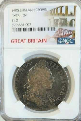 1695 ENGLAND SILVER 1 CROWN KING WILLIAM III "TVTA EN" NGC F 12 VERY SCARCE COIN　＊商品について＊　原産国：イギリス 材質：銀 鑑定番号：5955581-002...