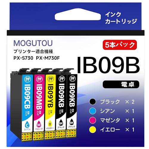 IB09CL4B EPSON対応 PX-M730F PX-S730 互換 インク IB09 4色5本 エプソン用 電卓 互換インクカートリッジ ブラック 2本 MOGUTOUブランド: MOGUTOUメーカー: MOGUTOU IB09CL...