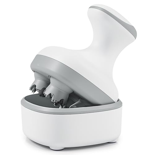 Sarlisi ヘッドスパ 電動頭皮ブラシ IPX6防水 乾湿両用 3種類動作モード ギフト リラクゼーション器 コードレス USB充電台座付き プレゼント 敬老の日 日本語取扱説明書付き・【簡単にお家でヘッドスパ】頭皮を優しくつまんで揉む...