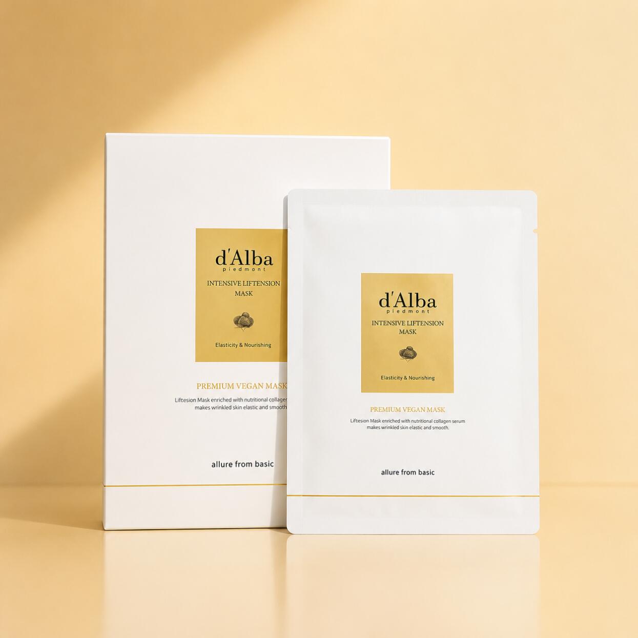 d'Alba intensive Liftension Mask 美白 シワ改善 2重機能性化粧品 即効的なリフティング人適用試験完了 うるおい感 100% さなめらかさ 100% 密着性 100% 吸収性 100% 香り 100% 全体的...
