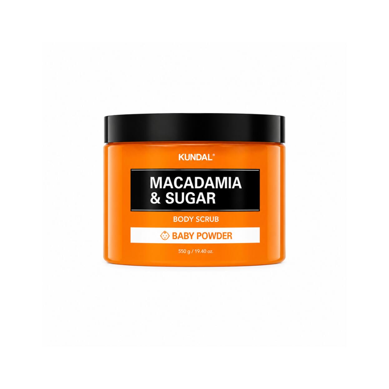 KUNDAL Macadamia Sugar Body Scrub 550g 微粒子の天然シュガーとマカデミア種子エキス 植物由来オイルを最適な比率で配合 体温と水分でシュガーが溶け込み古い角質をマイルドにオフ洗顔入浴後のバリア機能サポート...