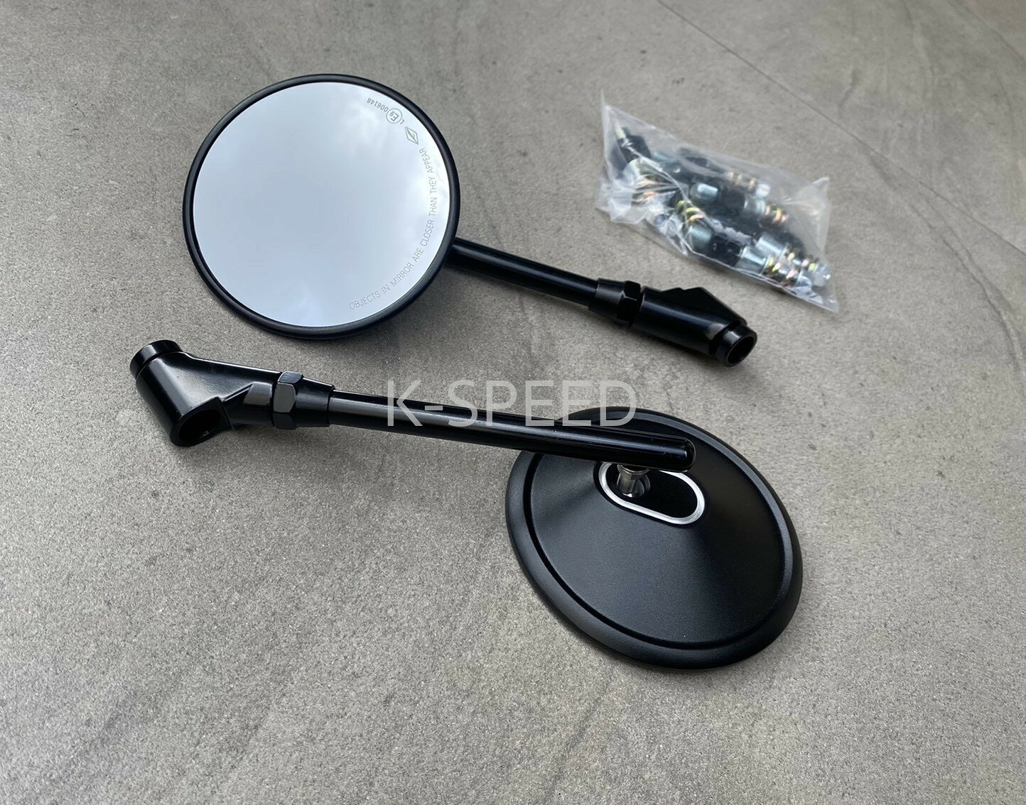 【予約販売商品】K-SPEED ラウンドミラー Zero Black Stem MR-02 適合車種不明 バイク カスタムパーツ K-SPEED Round Mirror Zero Black Stem！タイ発人気ブランドのバイクカスタムパ...