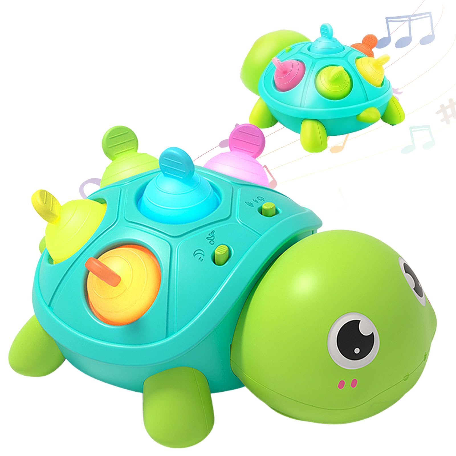 【子供用音楽おもちゃ】子供専用に設計されたハイハイおもちゃで、自由移動機能と障害物自動回避機能を両搭載しています。音量は 2 段階調節可能なので、周囲の人に迷惑をかけることがありません。子供用音楽 15 曲、カートゥーン効果音 7 種、子供...