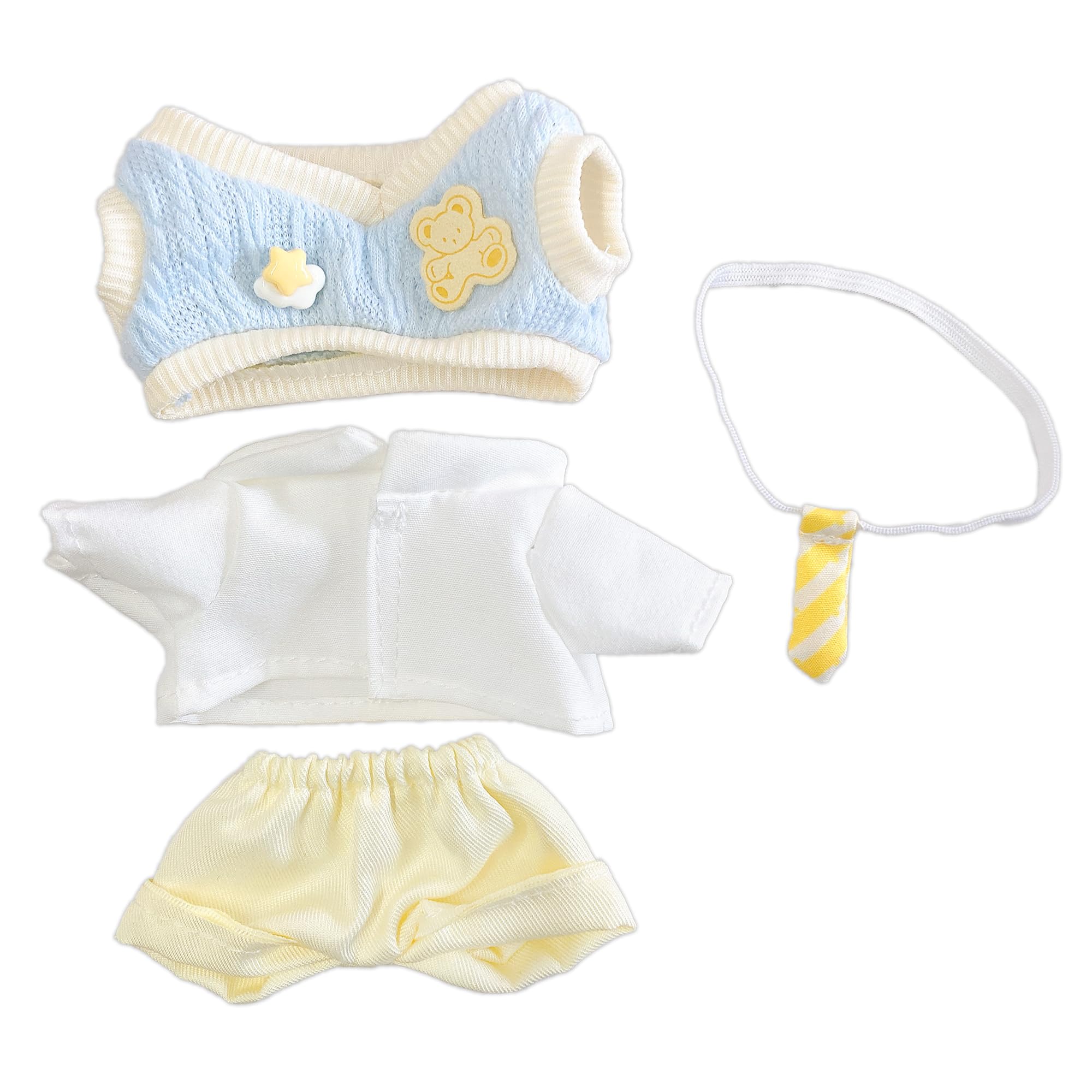 10cm ぬいぐるみ用 シャツ&ベスト&ネクタイ&パンツセットイエロー×ブルー商品になります 大切な推しぬいを可愛く変身させてみませんか？あなたのぬい活をさらに盛り上げてぬい撮りやイベントで、注目を集めること間違いなしのアイテムです。 対応...