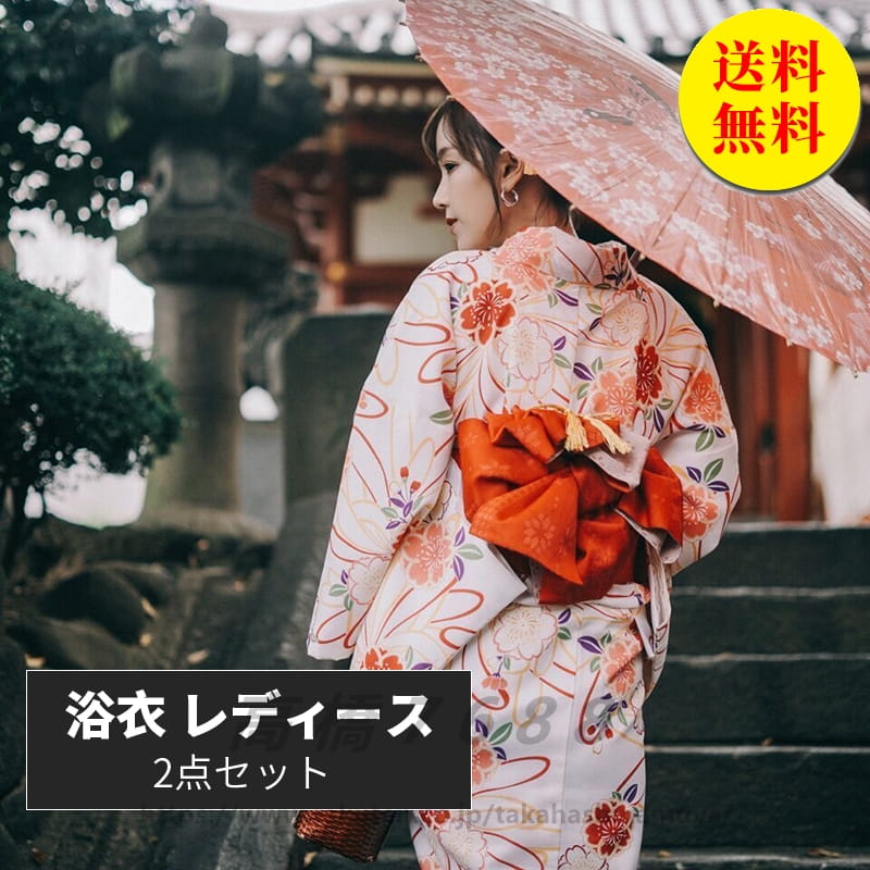 説明： 【製品情報】 ★商品名：浴衣 ★内容：ゆかた/リボン型 作り帯(スタイルがランダムで出荷します) ★素材：ポリエステル ★サイズ： ●浴衣：フリーサイズ 対応身長…155〜168cm 対応バスト…75〜95cm ●浴衣帯：フリーサイ...