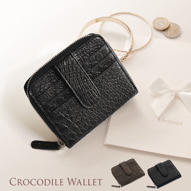 クロコダイル 折り財布 ラウンド ファスナー シルバー金具 マット加工 レディース 二つ折り 本革 鰐革 レザー レディース財布 ラウンド財布 コンパクト 本革財布 風水 金運 開運 開運財布 クリスマス ギフト プレゼント 一粒万倍 春財...