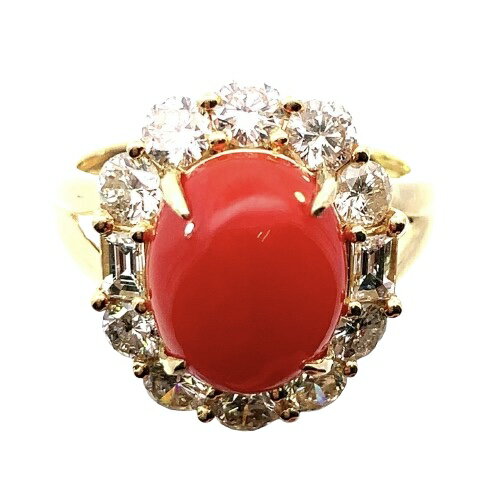 商品詳細 状態 中古（非常に良い） 素材 ■K18 ■宝石：サンゴ3.06ct・ダイヤモンド 1.25ct 詳細 ■リングサイズ約：13号 ■重さ：5.8g 付属品 ソーティング 注意 ※多少の誤差が生じる場合がございます。ご了承ください。...