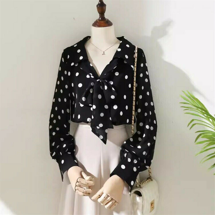 商品情報関連キーワードブラック 黒 ドット柄 ドット ドットトップス 水玉模様 水玉 水玉柄 レディース トップス シャツ ブラウス シャツブラウス ボウタイシャツ ボウタイブラウス リボンシャツ リボンブラウス ボウタイ タイ リボン 襟...