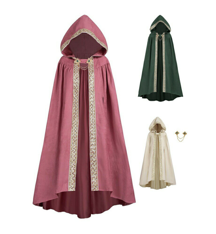 商品説明フリー 着丈140x素人採寸、若干誤差が生じる場合がございます。ロングフード付きマント コスプレ用 レ ホビー 人気 ピンク ベージュ グリーン