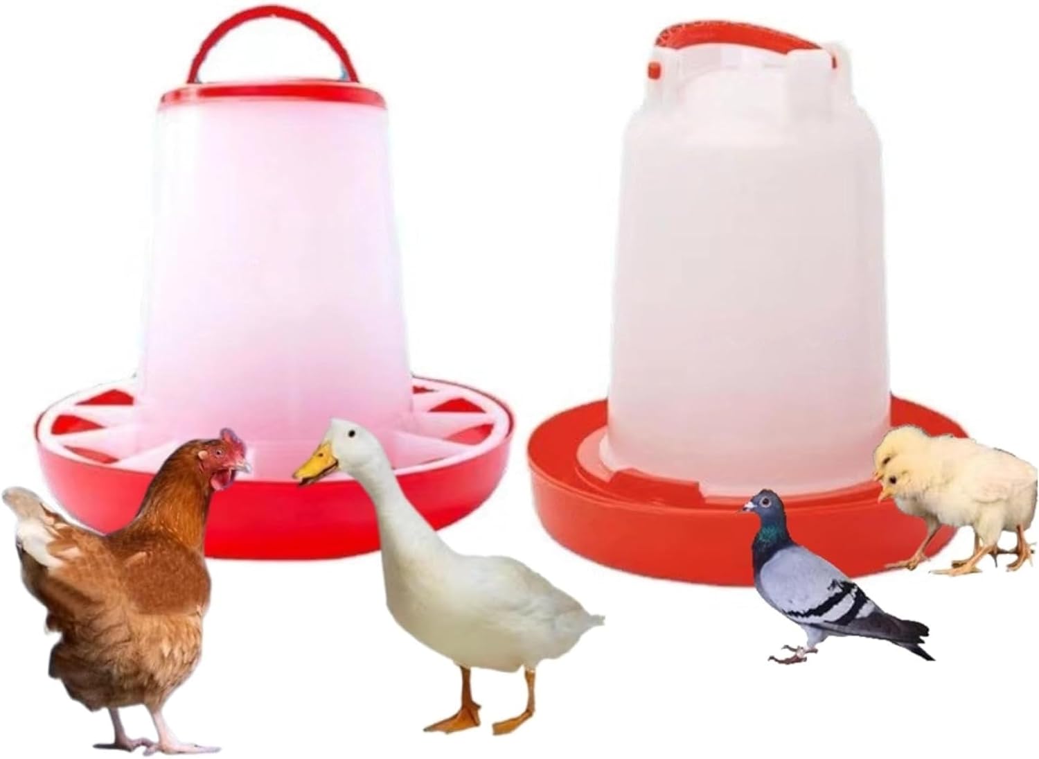 【良質な材料】プラスチック,この給餌器は耐久性のある材料で作られ、無毒、無味で食べやすい,細分化されたグリッドが家禽の傷を防ぎ、食料を節約します【自動放水で便利に給餌】養鶏フィーダーの給餌バケツは、シンプルで便利な自動放水設計シャーシの設計...