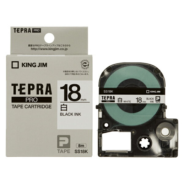 ＜特長＞●テープ幅18mm。●テープ長さ8m。●テープ色白。●文字色黒。 「キングジム　テープカートリッジ」を見る 「ラベルライター」を見る「テプラ」PROテープカートリッジ　白ラベル SS18K 18mm幅　白／黒文字。