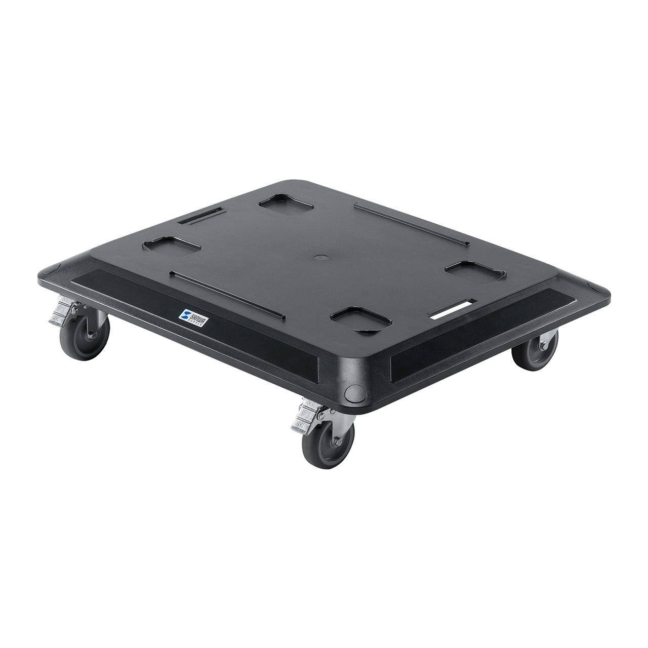 商品詳細専用のツールボックスをスタッキングして移動する時に便利なキャスター付き台車。200-TBOXシリーズ用。仕様■製品サイズ：約W590×D500×H135mm■重量：約2.66kg■材質：ABS樹脂 他■生産地：台湾■保証期間：初期不...