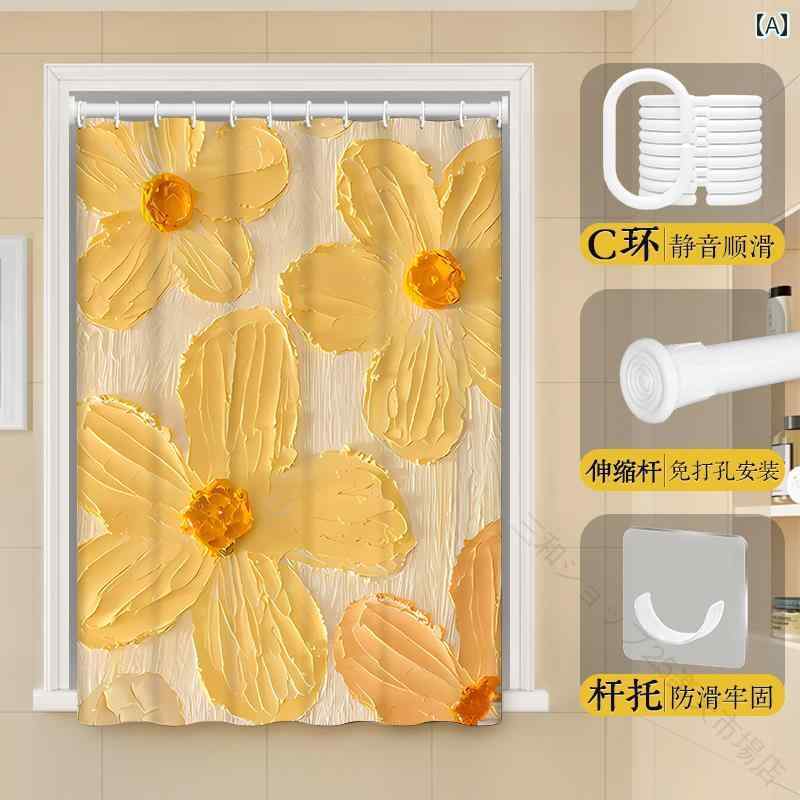 浴室 防水 カーテン パンチ フリー 取り付け トイレ 小窓用 出窓用 日よけ キッチン用 インテリア リビング ベッドルーム ポリエステル原材料：ポリエステル素材: フランネルカーテンサイズ加工方法：カスタマイズパターンサイズ[防水フラン...