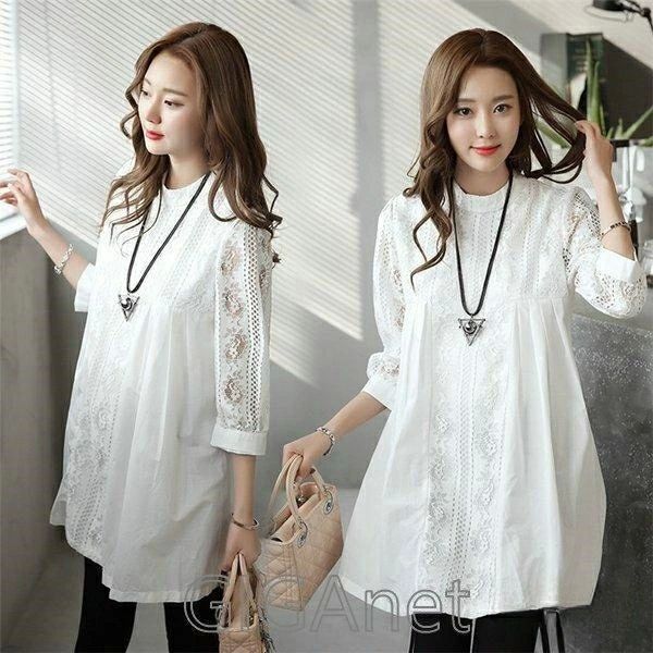 ブラウス レースチュニック チュニック 花柄 刺繍 レース 白 丸首 春 夏 ワンピース レディース 大人 可愛い 洋服 袖コンシャス ノーカラー ゆったり 上品きれいめ 夏ブラウス　カジュアル　大きいサイズ　大人 ブラウス レディース チ...