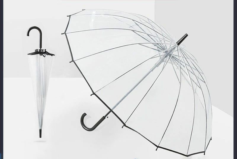 雨傘 ビニール傘 透明傘 ジャンプ傘 長傘 親骨55cm　全長80cm　直径102cm レディース フォトジェニック グラスファイバー 16本骨 梅雨対策 丈夫 耐風 撥水 軽量 男女兼用 ステッキ傘 頑丈な おしゃれ 通学 通勤 黒 白 ...