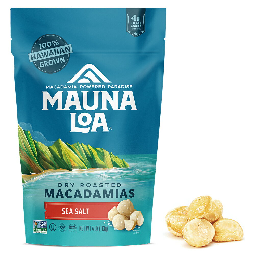 最高品質のマカデミアナッツをじっくりドライし、香ばしくロースト。 シーソルトだけで味付けしたスタンダードな味です。 ●内容量：1袋113g ●1袋のサイズ：20.3×12.4×5.7cm ●メーカー／ブランド：マウナロア(MAUNA LOA...