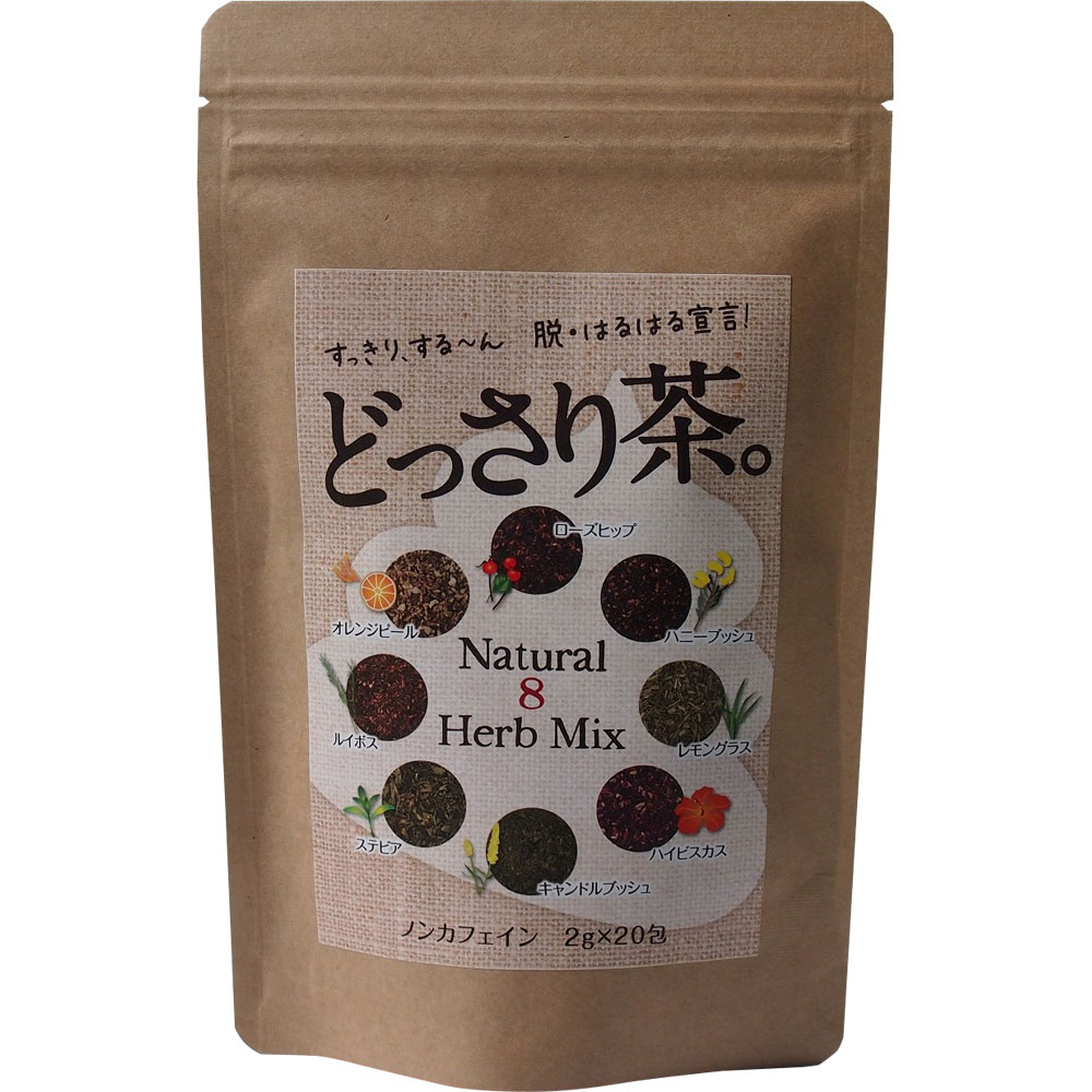 製品の特徴 ●ルイボスティーなどの8つの厳選された素材を、ほんのり甘く美味しいブレンドティーに仕上げました。 ●すっきりしない毎日をお悩みの方にオススメの、キャンドルブッシュ（別名：カッシア・アラタ、ゴールデンキャンドル）も配合。 ●優しい...