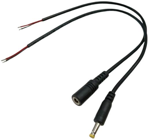 外径φ4.0mm　内径φ2.1mm　22AWG　〜300V　黄色　線付DCコネクタ　オスメス線付　230mm　各1個入　＜con-1920＞線付きDCコネクタ　オス・メスセット　外径φ3.5mm　コード長250mm　各1本入　＜con-1919＞