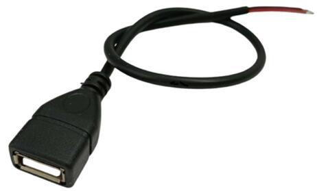 USB-A　コネクタ　メス　→　コード　電源取り　約250mm　1個入　＜con-1923＞USB-A　コネクタ　メス　→　コード　電源取り　約250mm　1個入　＜con-1923＞