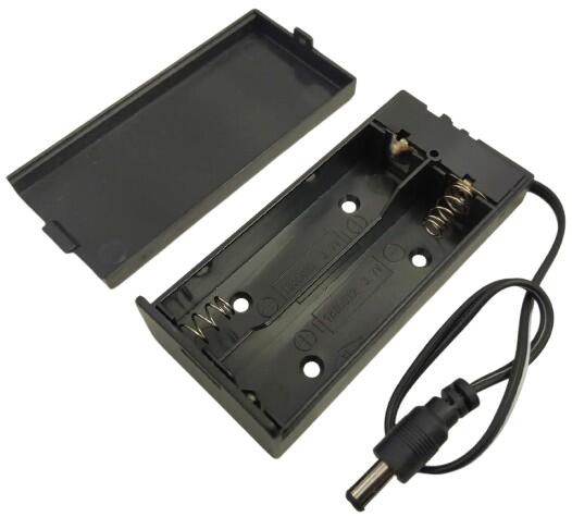 18650　2本　直列電池ボックス・電池ケース　蓋・スイッチ・DCオスプラグ150mm付　1個入　＜bat-093＞