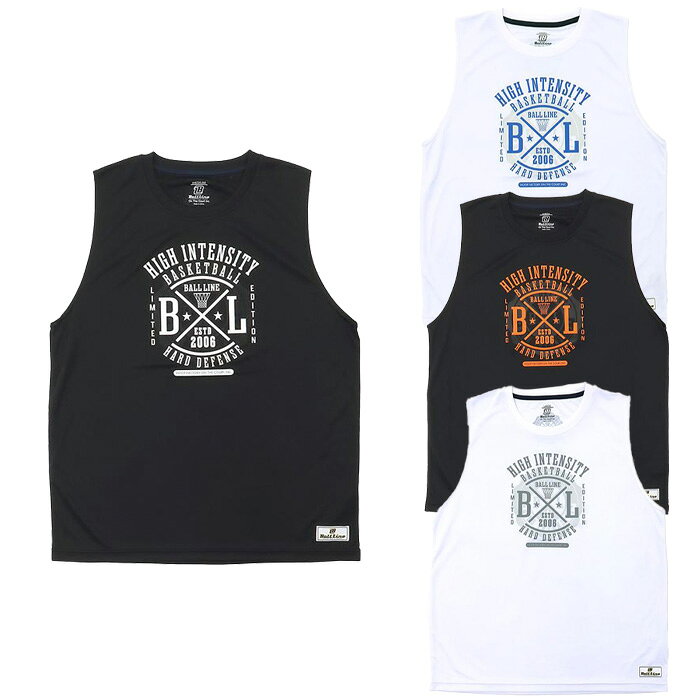 商品詳細バスケットボールの練習に最適な、BALL LINE（ボールライン）の吸汗速乾プリントノースリーブTシャツ（スリーブレスシャツ）です。軽量で動きやすく、日々のトレーニングから普段使い（デイリーユース）まで幅広く活躍します。チームでも個...