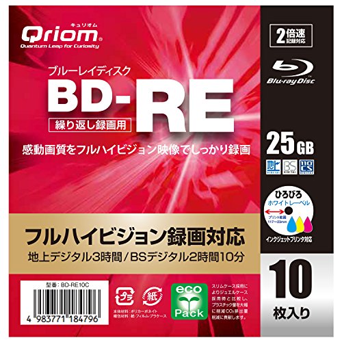 10枚ケース-/-/BD-RE10C・Style:10枚ケース・パッケージ個数:1・用途:繰り返し録画・記憶容量:25GB(片面1層)・記録速度:2倍速・録画時間:地上デジタル=3時間、BSデジタル=2時間10分(DRモードでの目安時間)●...