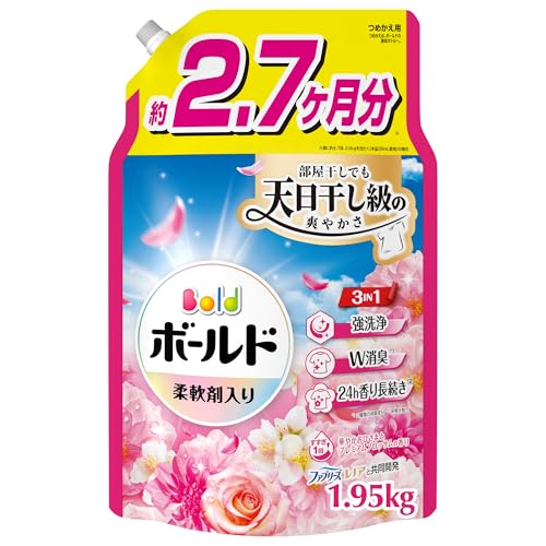 -/詰め替え 1950g/-・PatternName:プレミアムブロッサムの香りSize:詰め替え 1950g・パッケージ個数:1・新しい洗濯洗剤のボールドジェルは部屋干しでも天日干し級の爽やかさ・3IN1で強洗浄+W消臭+24h香り長続き...