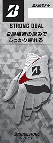 左手用ホワイト/レッド/23cm/GLG21WR23・Color:ホワイト/レッドSize:23cmStyle:左手用・パッケージ個数:1・しっかり握って遠くに飛ばせ！ブリヂストンゴルフ史上かつてない厚さを追求した2層構造グローブ・素材：合...
