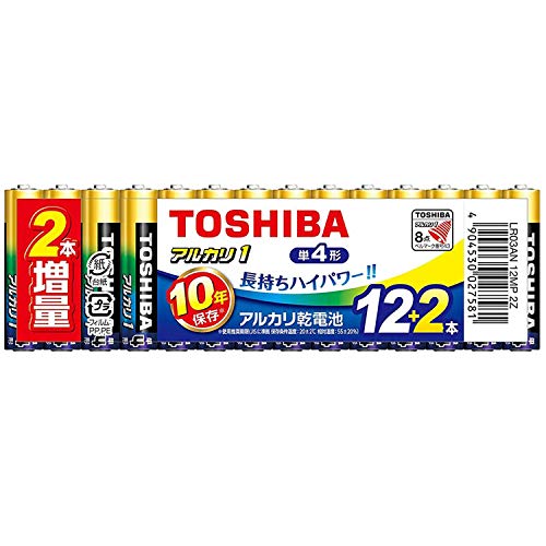 14本ブルー/単4型/LR03AN 12MP 2Z・Size:単4型Style:14本・パッケージ個数:1・東芝 アルカリ乾電池、おなじみのロングセラー商品「アルカリ1」のまとめパックが、+2本増量してお買い得パックに!・中電流・小電流機器...