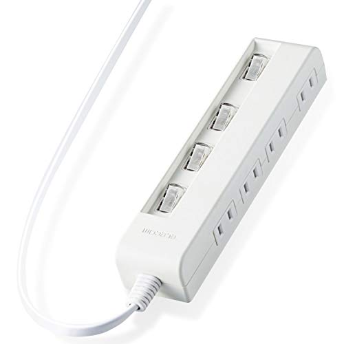 4個口単品/1m/T-E5C-2410WH・Color:単品Size:1mStyle:4個口・パッケージ個数:1・接続機器ごとにON/OFFでき、待機電力を個別に節約できる個別スイッチが付いた省エネタップです。・接続機器ごとにON/OFFで...
