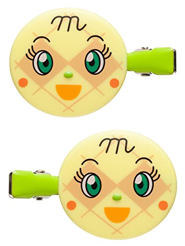 メロンパンナちゃん黄緑/-/4971404320550・メロンパンナちゃんの可愛いレリーフがついた、髪の毛を留めるピンです。・クリップの裏面がフラットなので、髪の毛にクリップの跡がつきにくい仕様です。・左右に留められるように、キャラクターの...