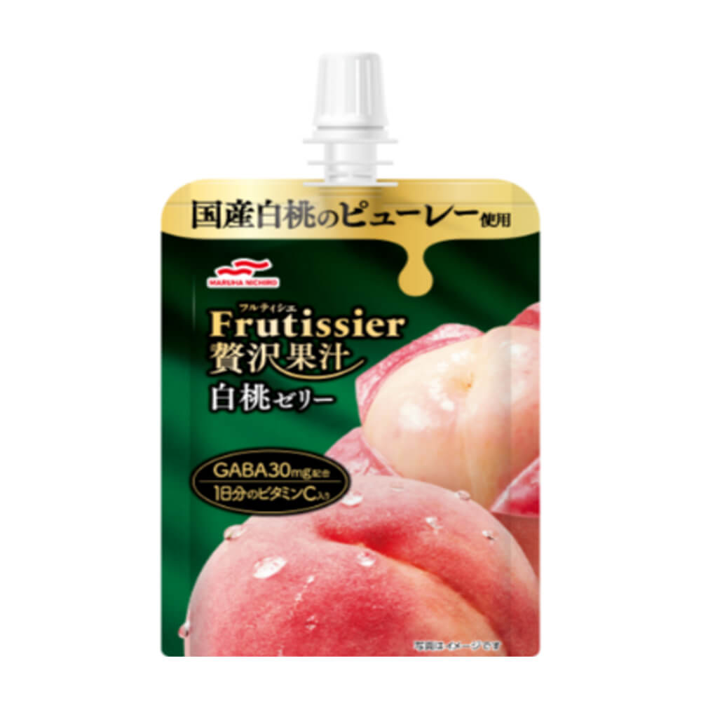 「フルティシエちょっと贅沢」シリーズのスパウチタイプゼリーです。 手軽に持ち運びができて、ワンハンドでデザートを楽しむことができます。 国産の白桃を丸ごとピューレー状に仕立て、桃のジューシーな甘さと芳醇な香りをお楽しみいただけます。 またフ...