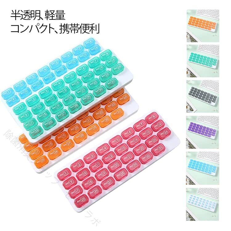 半透明、軽量、コンパクト、携帯便利、1ヵ月31日分のお薬ケース日付ごとの収納で、飲み忘れ防止可能取り外し可能、コンパクトで持ち運び便利 サイズ 3*1.8*2.8cm サイズについての説明 3*1.8*2.8cm※サイズ計測には誤差が生じま...