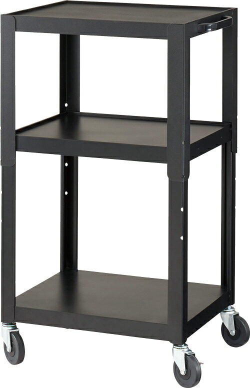 多用途にお使い頂ける、高さ3段階調整可能なアジャスタブルタイプ。 滑らかなサテン塗装のブラックカラー。 【仕様】 ●天板有効サイズ：W580×D470mm ●天板・中板・底板積載質量：それぞれ20kgまで ●総積載質量：90kgまで ●質量...