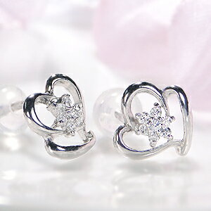 【送料無料】【代引手数料無料】【品質保証書】 ◆ダイヤモンドのピュアな輝き！ ☆K10ゴールドで作られた、しなやかなフォルムの可愛いピアス。 センターのフラワーモチーフにダイヤモンドをセットして、エレガントなデザインに仕上げました。キラキラ...