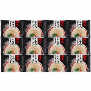 博多とんこつラーメンの麺とスープのセットです。※着時間指定不可の商品です。内容量半生麺90g×12、豚骨スープ30g×12サイズ個装サイズ：20.5×33.5×10.5cm重量個装重量：1920g仕様賞味期間：製造日より90日生産国日本アレ...