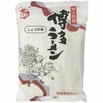 チキンエキスをベースとした、あっさりとした味わいの醤油味。原料は良質の小麦粉、食塩、地元福岡、浮羽地方のおいしい地下水を使用しております。それを職人が麺の状態と天候をみくらべて、温度と湿度を調節しながら3日間(60時間)じっくり熟成乾燥させ...