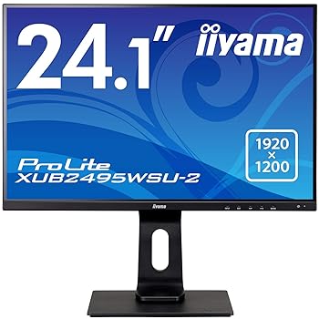 【中古】iiyama モニター ディスプレイ XUB2495WSU-B2(24.1型/1920×1200(WUXGA)/昇降/ピボット/スウィーベル/IPS/DP,HDMI,D-Sub)【メーカー名】【メーカー型番】【ブランド名】マウスコン...