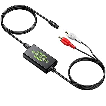 【中古】LiNKFOR 192KHz 光デジタル to RCA 変換器 DAC デジタル アナログ 音声変換器 オーディオアンプチップ内蔵 光ケーブル付き RCAケーブル内蔵 HDTV Blu Ray DVD Sky HD XBox 360...