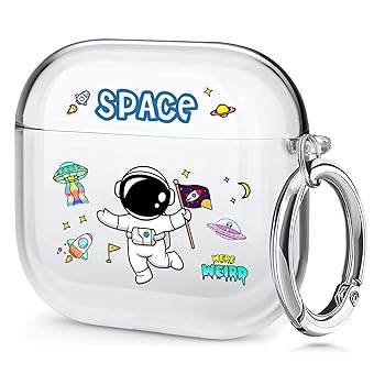 【中古】［非常に良い］Nipeito AirPods 第3世代 ケース 3 おしゃれ かわいい クリア おもしろい 創意 宇宙飛行士 旗 キャラクター デザイン エアーポッズ 可愛い 面白い オシャレ シンプル 分離式 透明 TPU 充電ケ...