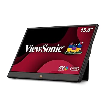 【中古】ViewSonic VA1655 15.6 Inch 1080p Portable IPS Monitor with Mobile Ergonomics, USB-C and Mini HDMI for Home and Offic...