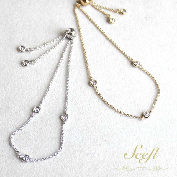 【※】大変申し訳ございませんが、当店ではお客様ご都合による商品交換・返品はお受けしておりません。 シンプルで華奢なデザインが重ね付けにもぴったりのブレスレットです。着脱簡単なスライド式で日常使いにおすすめ。 【素材】合金、キュービックジルコ...