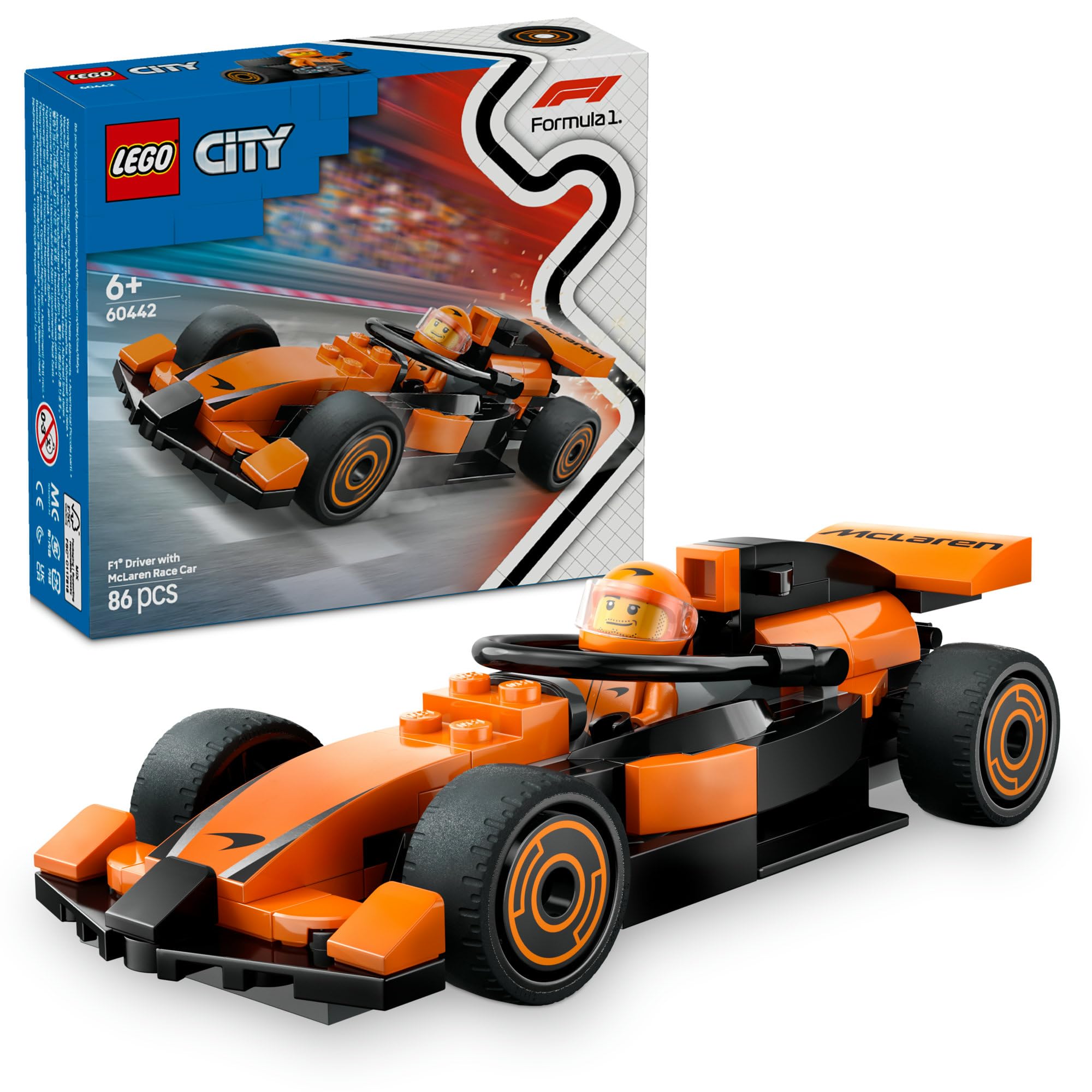 商品情報商品の説明商品紹介 レゴシティ F1 McLaren レースカーとドライバー（60442）は、6才以上のレースマニアがF1レースの興奮を疑似体験できる組み立てセットです。エアロダイナミクスの最先端を行くデザインとスリックタイヤを特徴...
