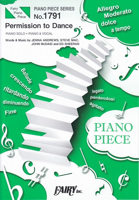 ISBN 9784823506055出版社　フェアリーサイズ　B5ページ数　12レベル　中級商品種別　ピース Permission　to　Dance　＜PIANO　SOLO＞ アーティスト: BTS(作曲: J．ANDREWS，S．MAC，...