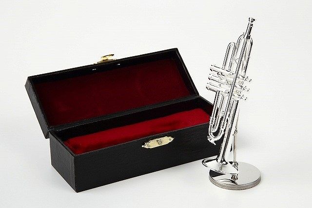 JANコード　4580229085515商品種別　ミニチュア楽器材質　金属製サイズ　全長12cm付属品　ケース、スタンド付カラー　シルバー備考　音は鳴りません。黒いケースは同等品と変更になる事があります。
