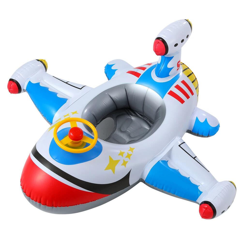 ベビー浮き輪 子供 乗り物 飛行機型 ハンドル付き かわいい 足入れ式 座付き フロート 浮輪 水泳用おもちゃ 水泳補助具 ボートフロート キッズ ビーチ プール 海 夏 海水浴 旅行、プール、海、お風呂など、さまざまな水辺シーンに最適です...