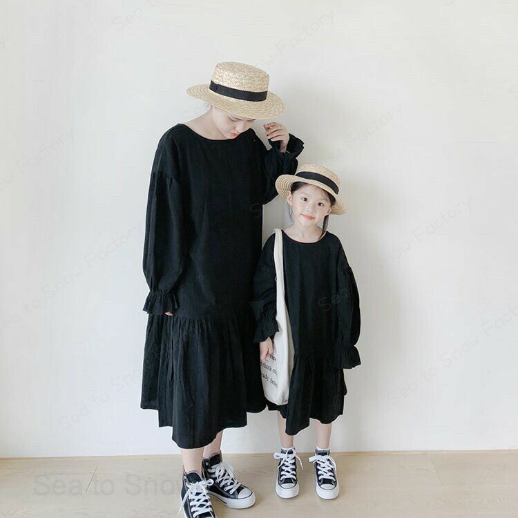 メーカー希望小売価格はメーカーカタログに基づいて掲載しています親子ペア ワンピース ロングシャツ ママ 娘 おそろい 前後着用可能 前開き ブラック ワンピース リンクコーデ 親子 セット 秋 親子 ワンピース 長袖 親子コーデ ワンピース...