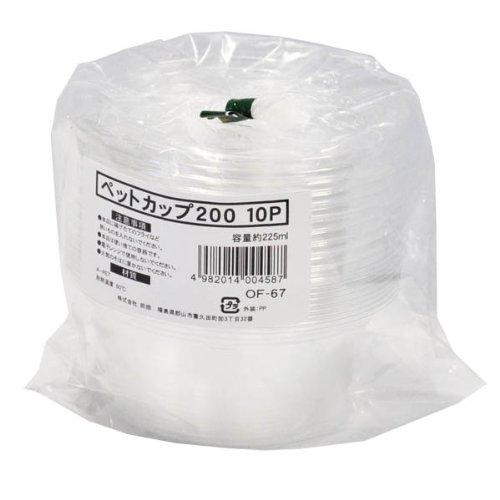 ペットカップ200 225ml 10P OF-67サイズ:直径10.0×高さ4.5cm本体重量:0.07kg素材・材質:A-PET原産国:日本セット内容・付属品:10個入容量:約225ml耐熱温度:60度