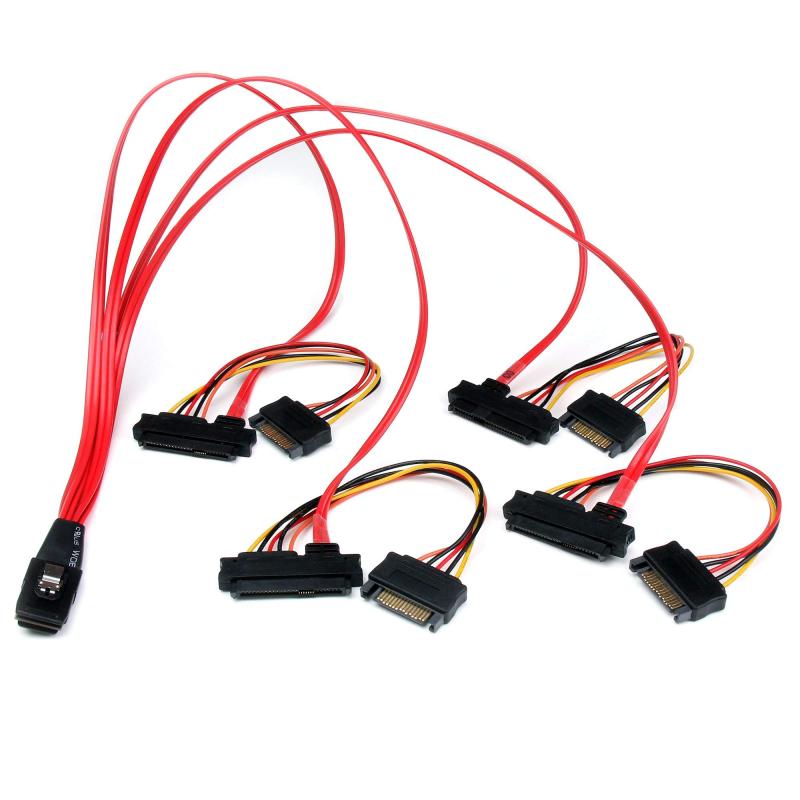StarTech.com 内部MiniSASケーブル 50cm SFF8087(36ピン) - 4x SFF8482(29ピン/メス) + 4x SATA電源 SAS808782P50チャネルごとに最大6Gbpsのスループットをサポートデー...